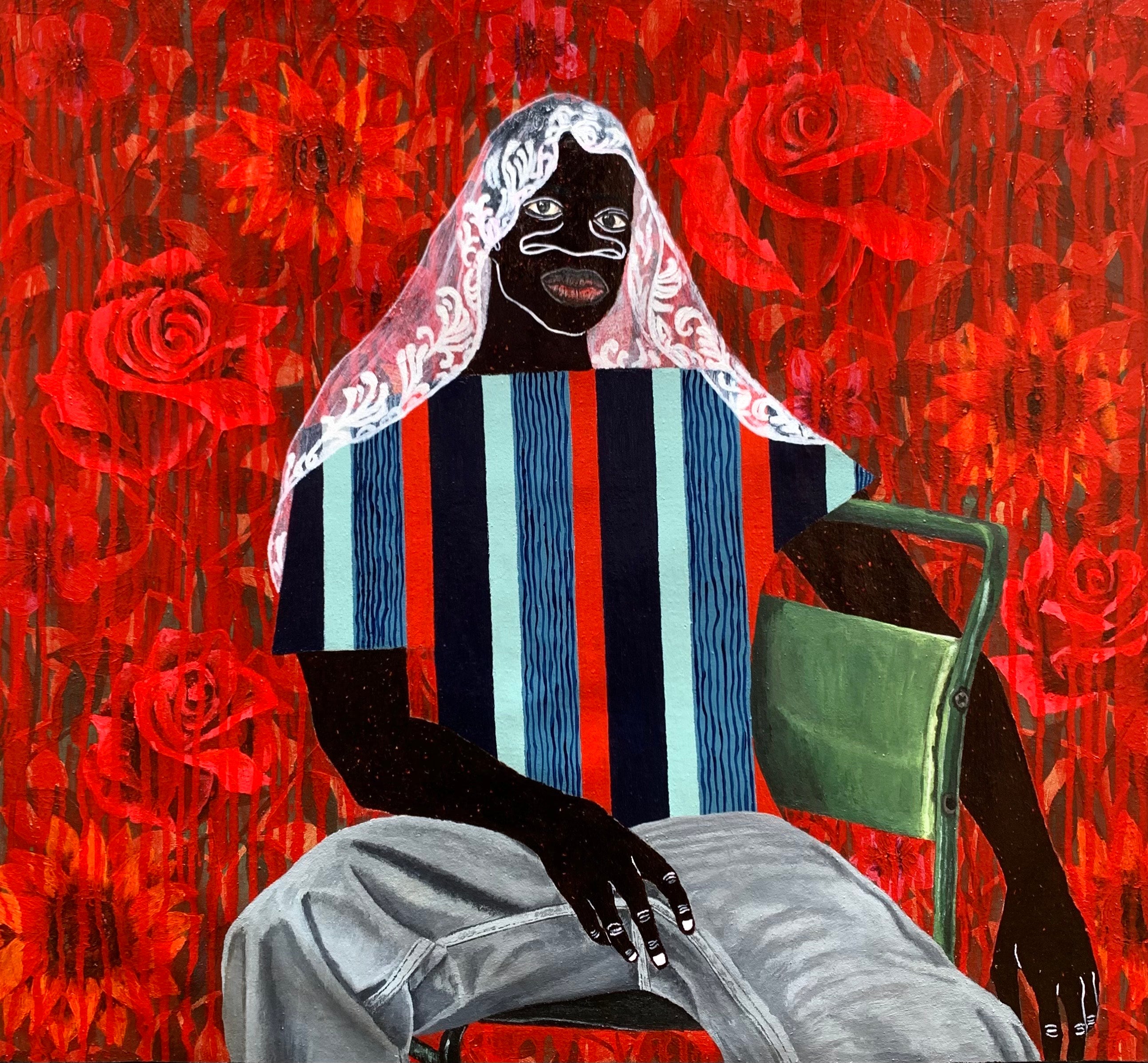 Beyond the Veil (I), Painting by Akintomide Akinshola | AFRIKANIZM ART